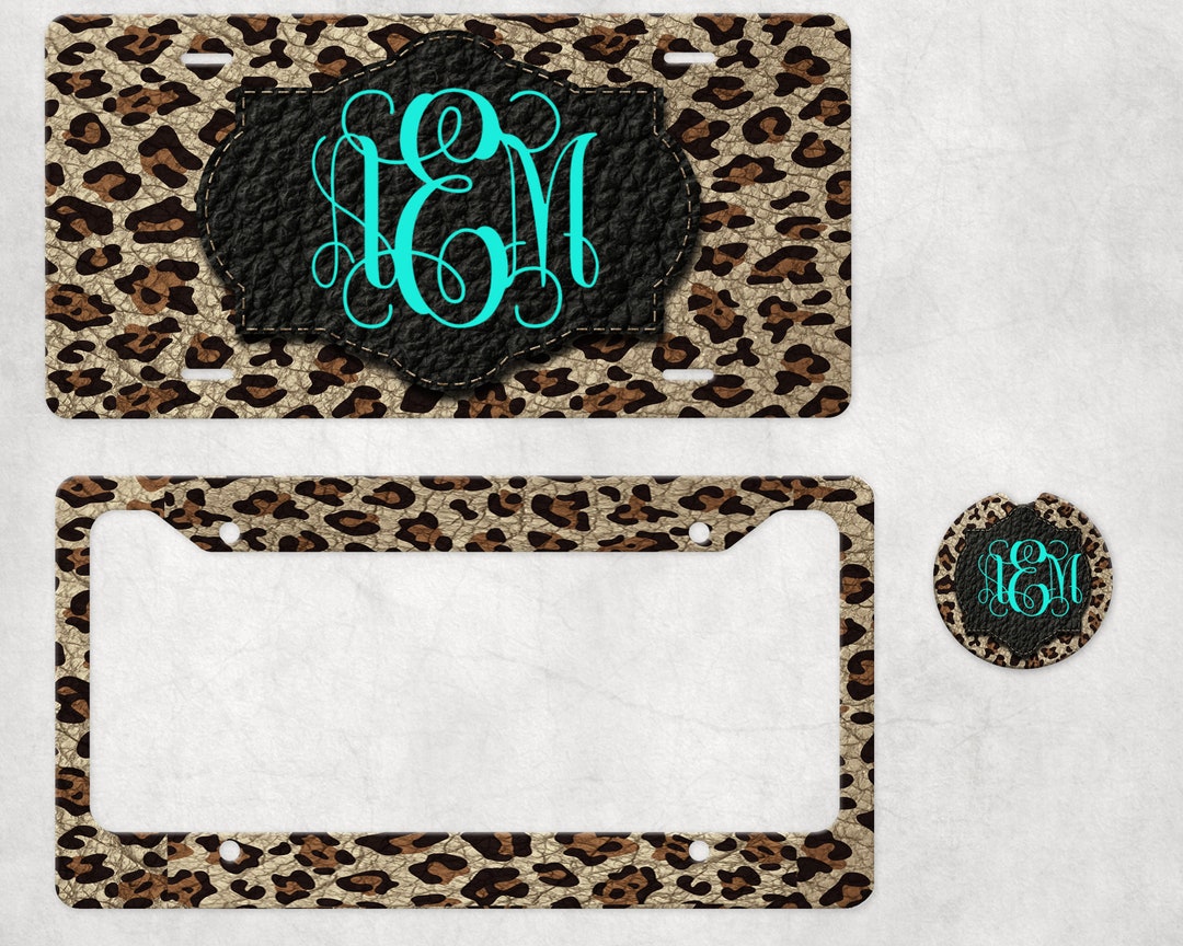 Leopard Print Aluminum License Plate: Monogrammed Car Decor Set - Etsy