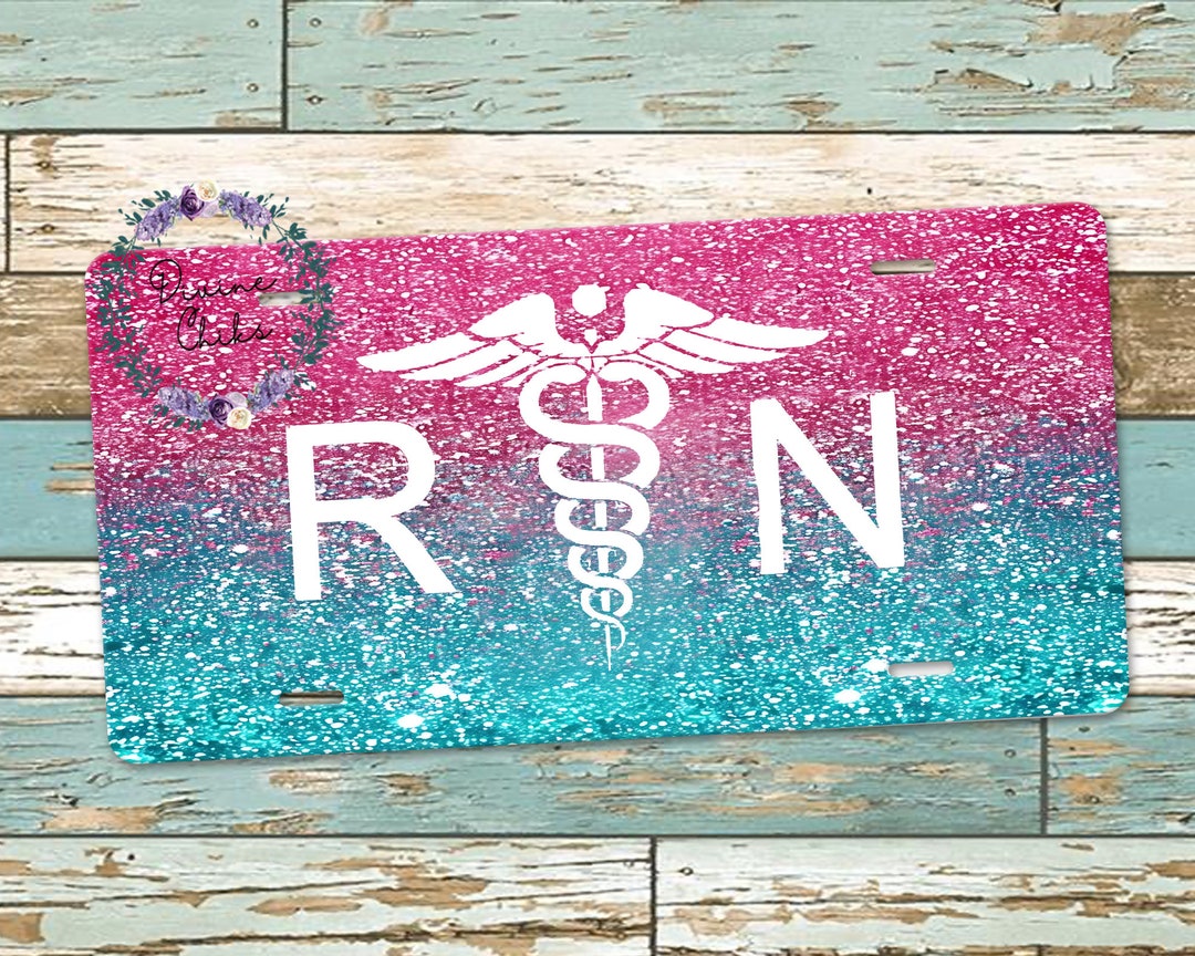 Personalized Pink Turquoise Nurse License Plate: RN Car Decor - Etsy
