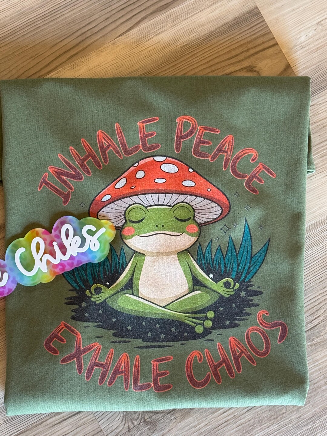 Retro Frog Inhale Peace, Mushroom Frog Tee, Short Sleeve Tee, Shirts ...