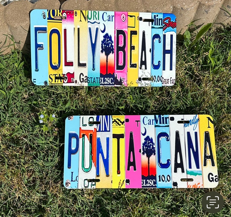 Beach License Plate Art: Folly Beach, Punta Cana Aluminum Sign - Etsy