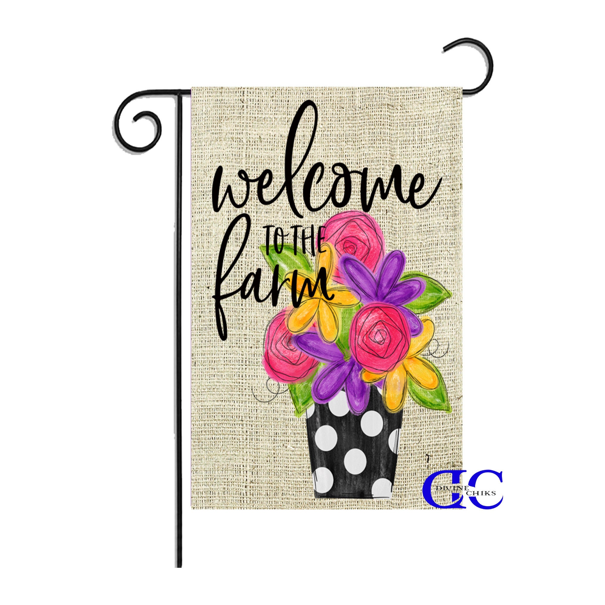 Welcome to the Farm Flag Flower Pot Flag Flower Flag Garden - Etsy