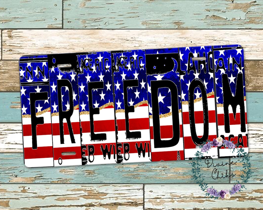 Freedom License Plate, American Flag Mixed License Plates, Realistic ...