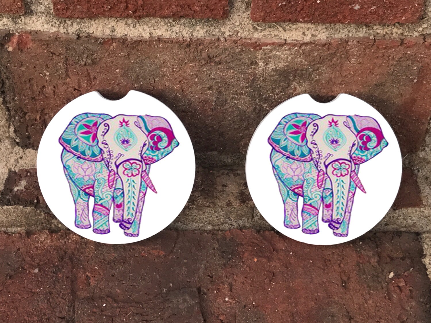 Colorful Elephant Car Coasters (set of 2) - Etsy