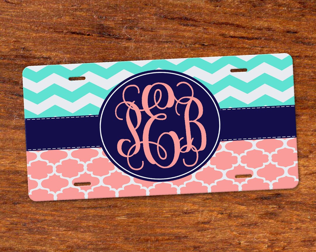 Chevron/quatrefoil Monogram License Plate - Etsy