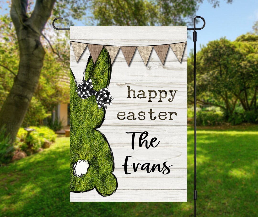 Mossy Bunny Easter Flag, Easter Bunny Flag, Floral Bunny Flag ...