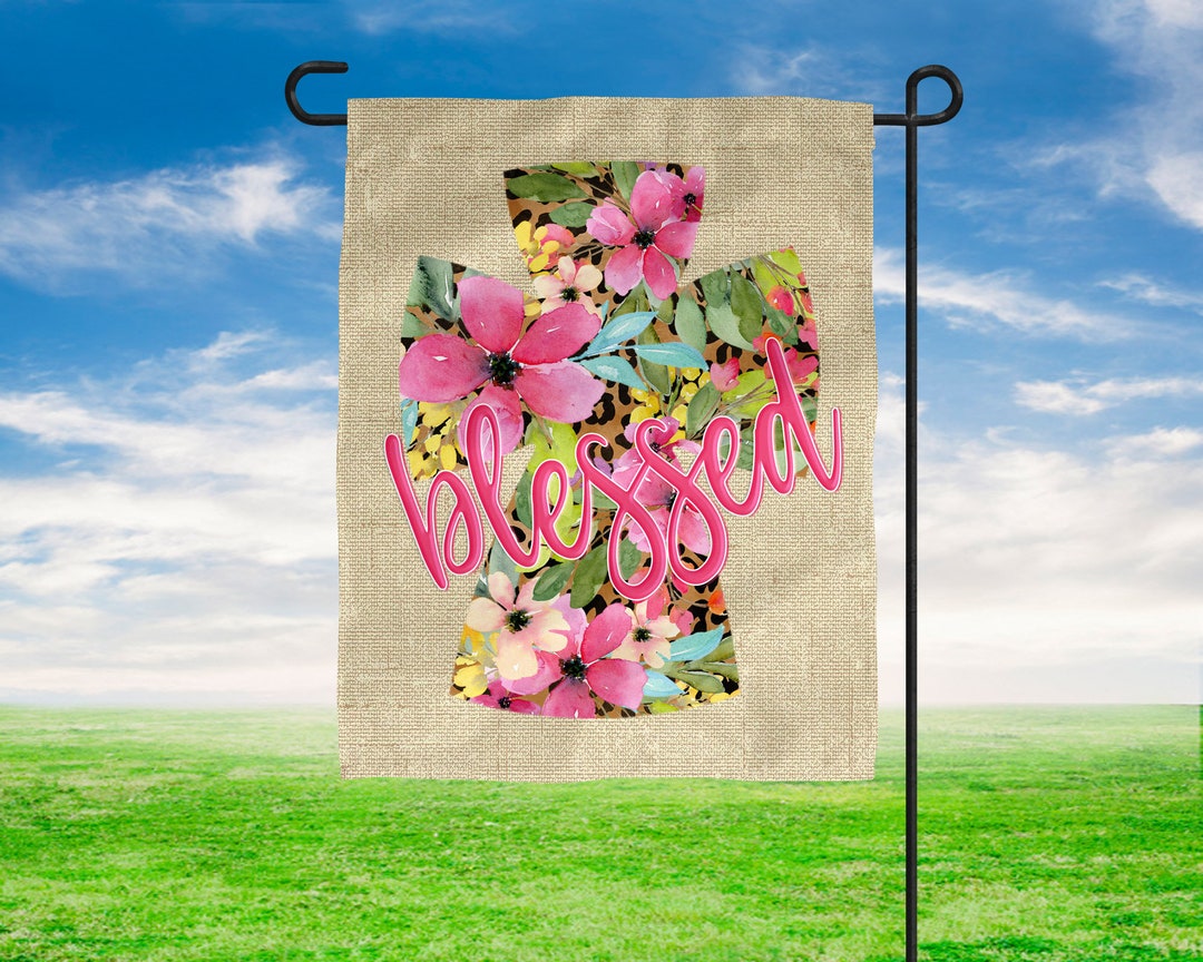 Floral Cross Garden Flag: Blessed Easter Decor - Etsy