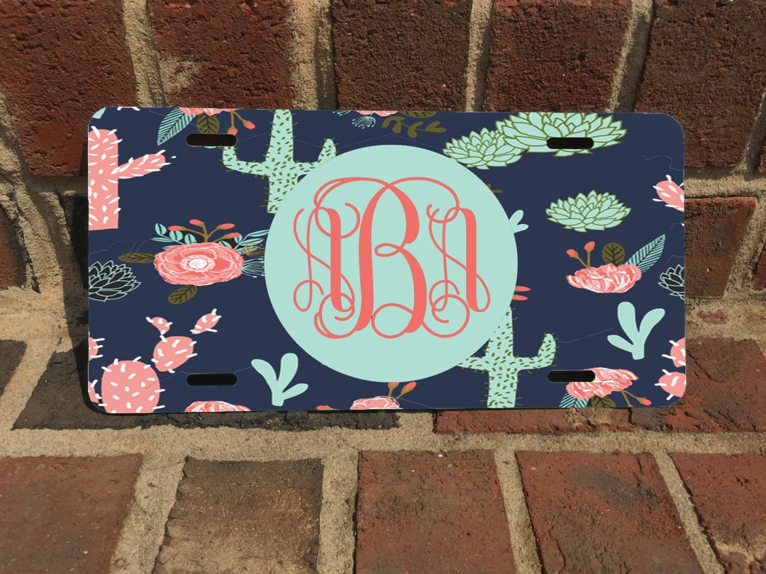 Navy Cactus License Plate - Etsy