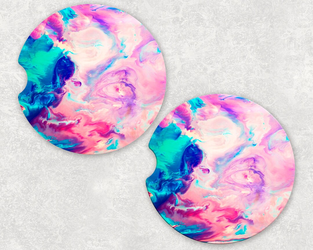 Colorful Marble Car Coasters (set Of2) - Etsy