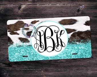 Cow Print Monogram License Plate Personalized License Plate - Etsy
