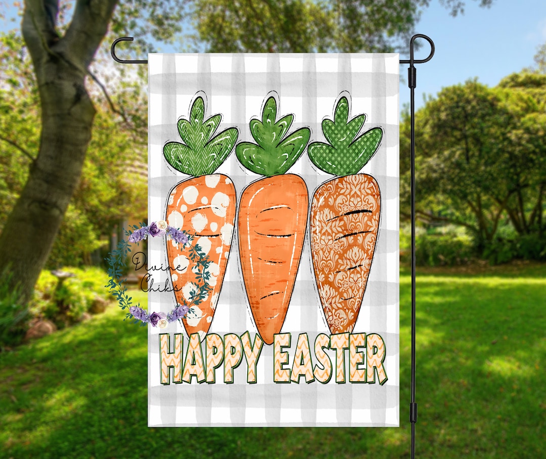 Carrot Easter Flag, Easter Bunny Flag, Floral Bunny Flag, Farmhouse ...
