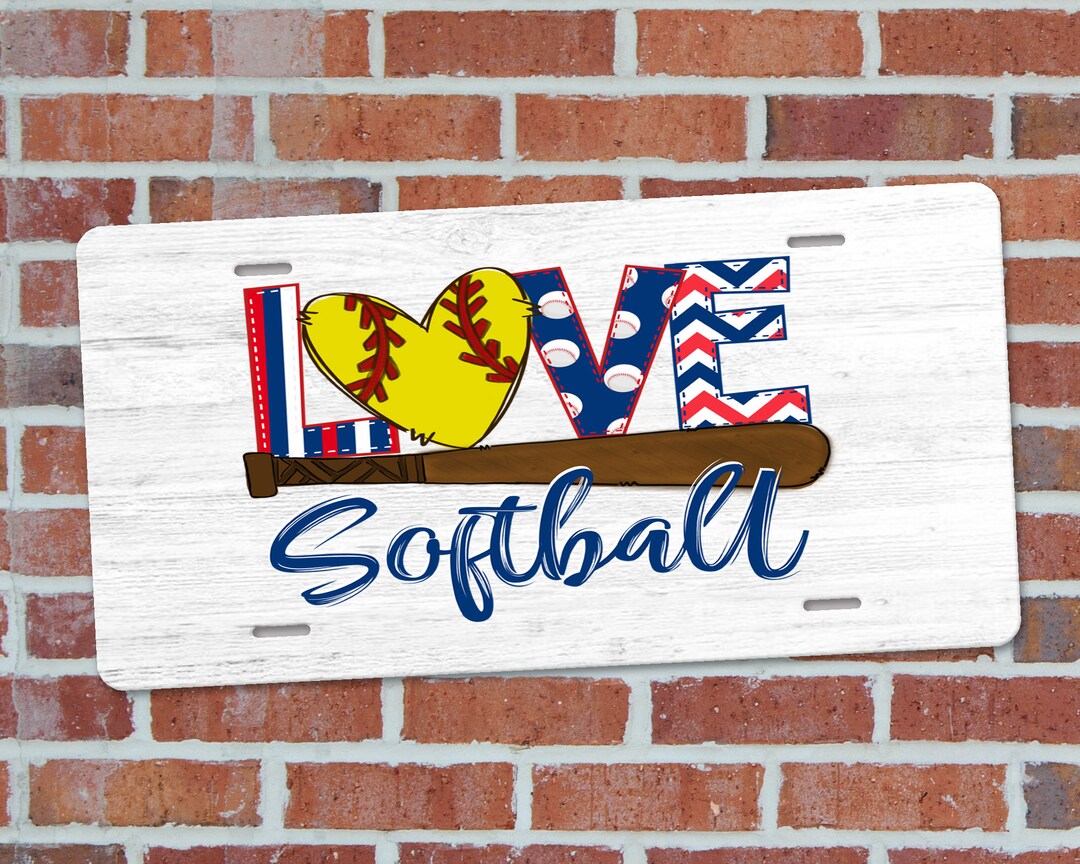 Love Baseball Softball License Plate, Baseball License Plate, Softball ...