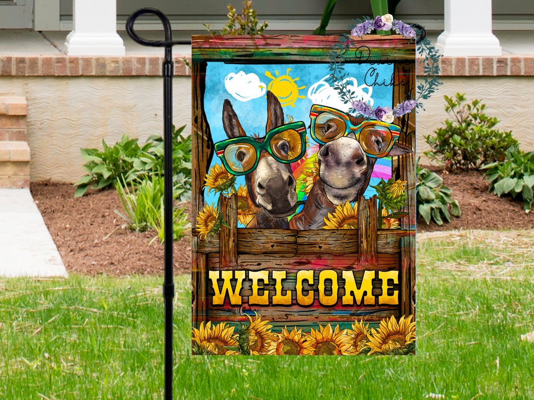 Bandera de jardín de burro de bienvenida, bandera de jardín, bandera de ...