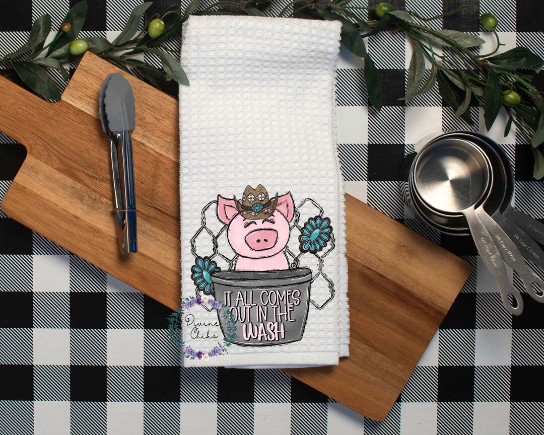 Funny Pig Microfiber Kitchen Towel: Farmhouse Decor - Etsy