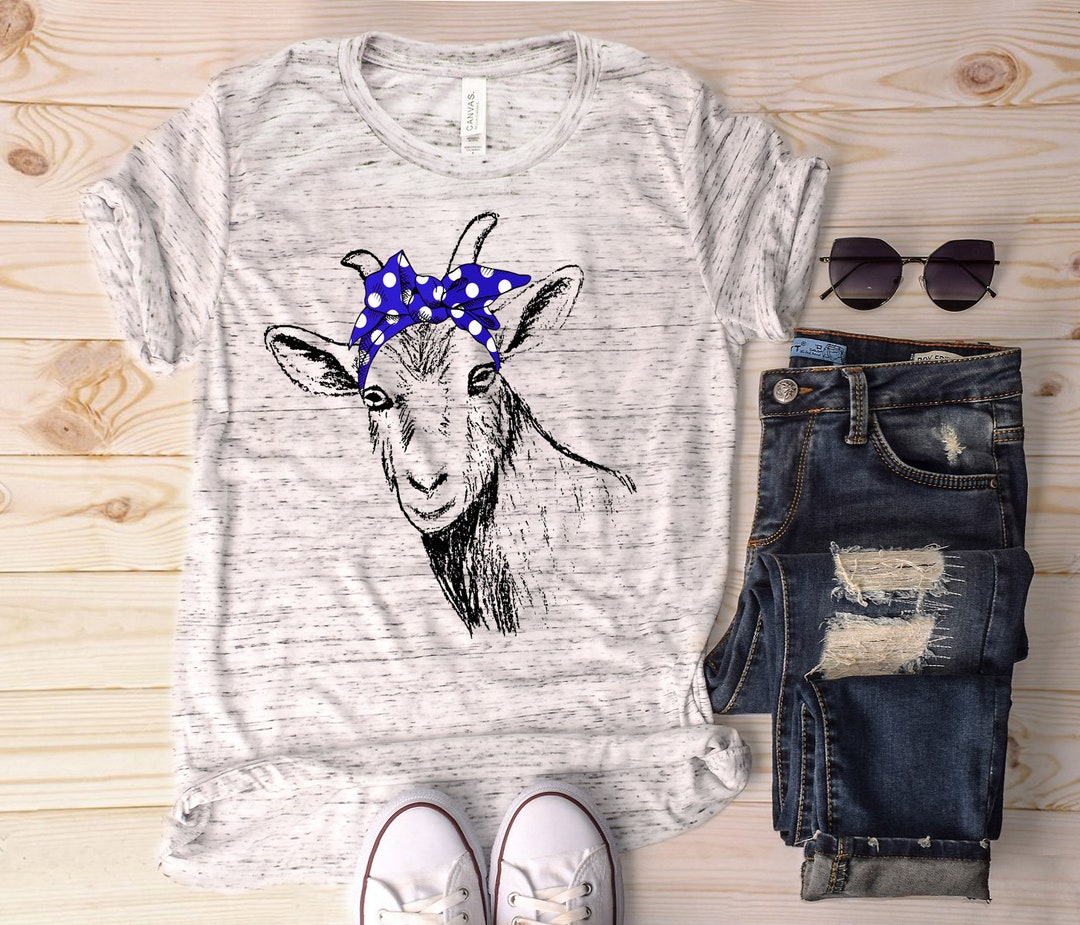 Goat Tee/animal Tee/ Goat With Bandana Tee/tee/tees/graphic Tee ...