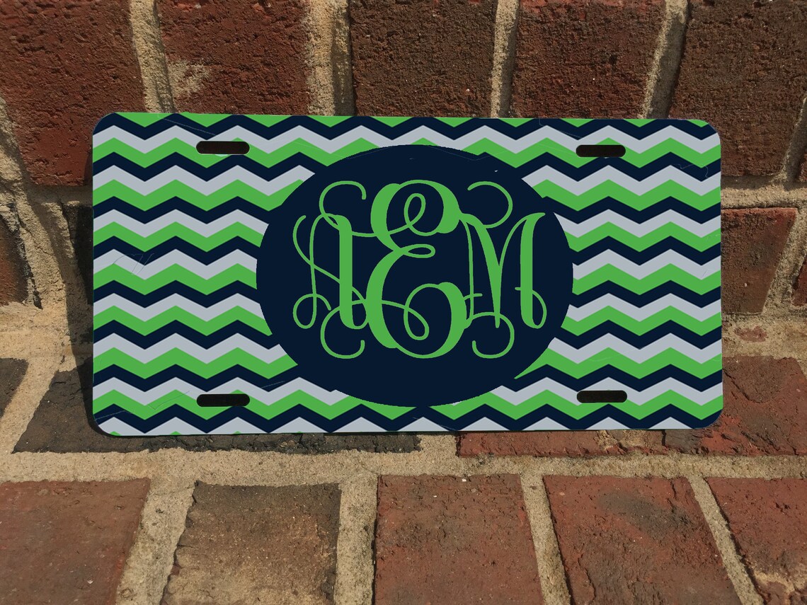 Football Color Inspired Monogram Aluminum License Plate - Etsy