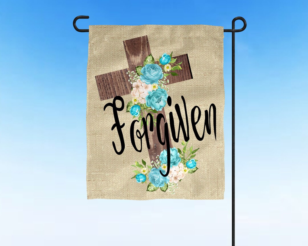Forgiven Easter Garden Flag: Floral Cross Decor - Etsy
