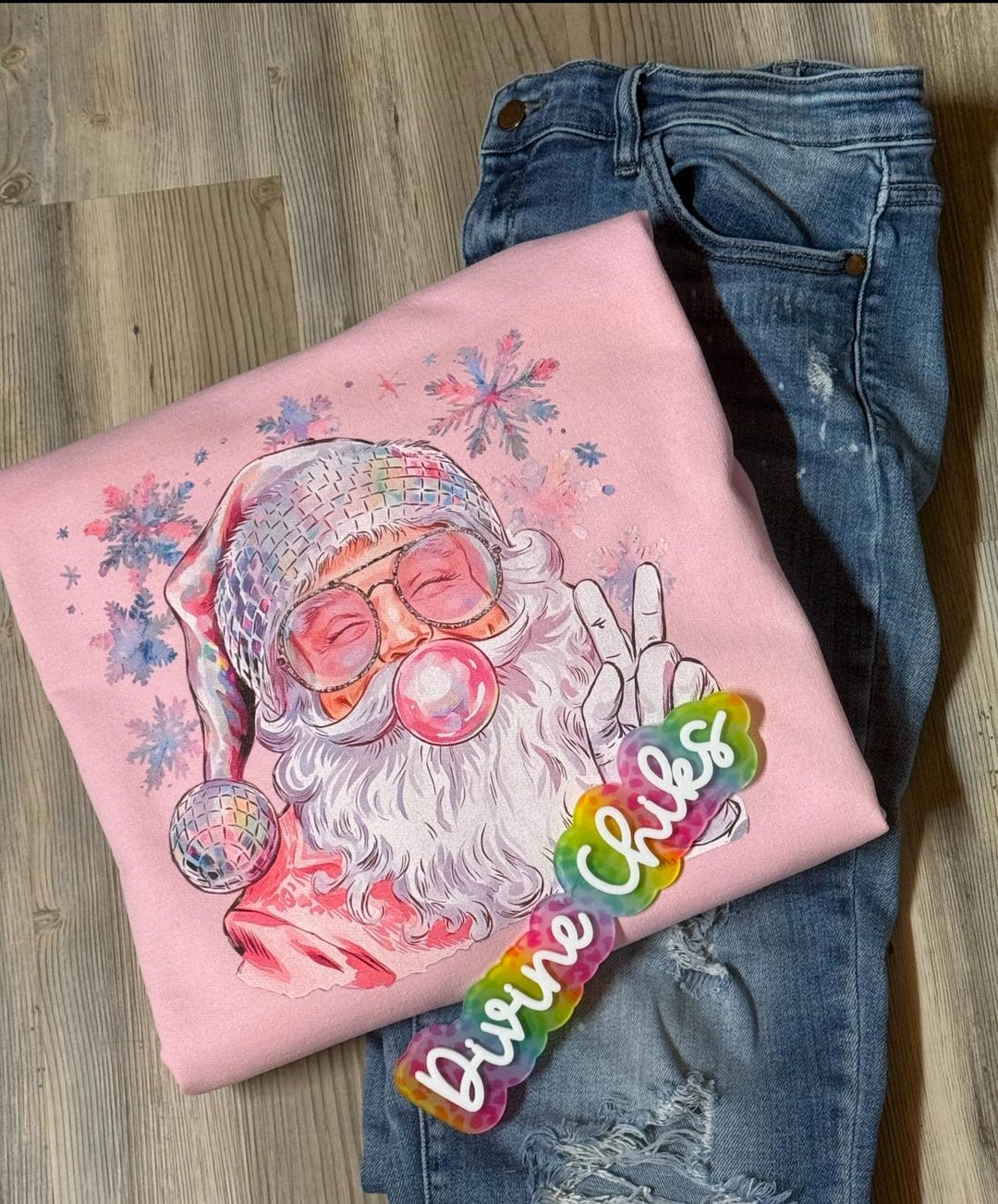 Retro Pink Santa Christmas, Santa Christmas Shirt, Disco Glasses Santa ...