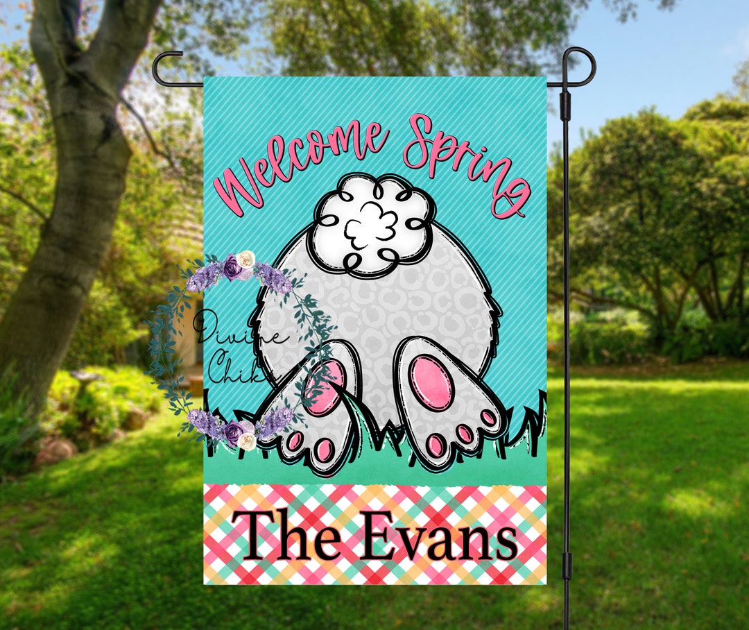 Bunny Easter Flag, Easter Bunny Flag, Floral Bunny Flag, Farmhouse ...