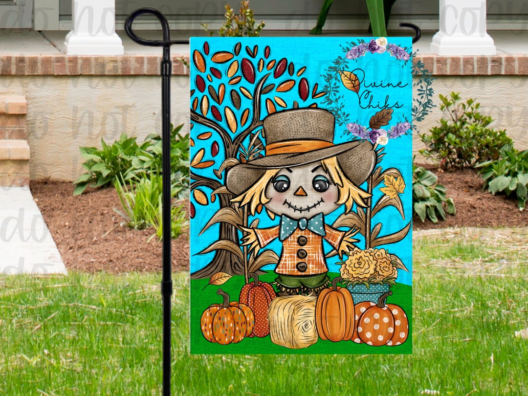 Fall Scarecrow Garden Flag, Fall Yard Art, Garden Art, Garden Decor ...