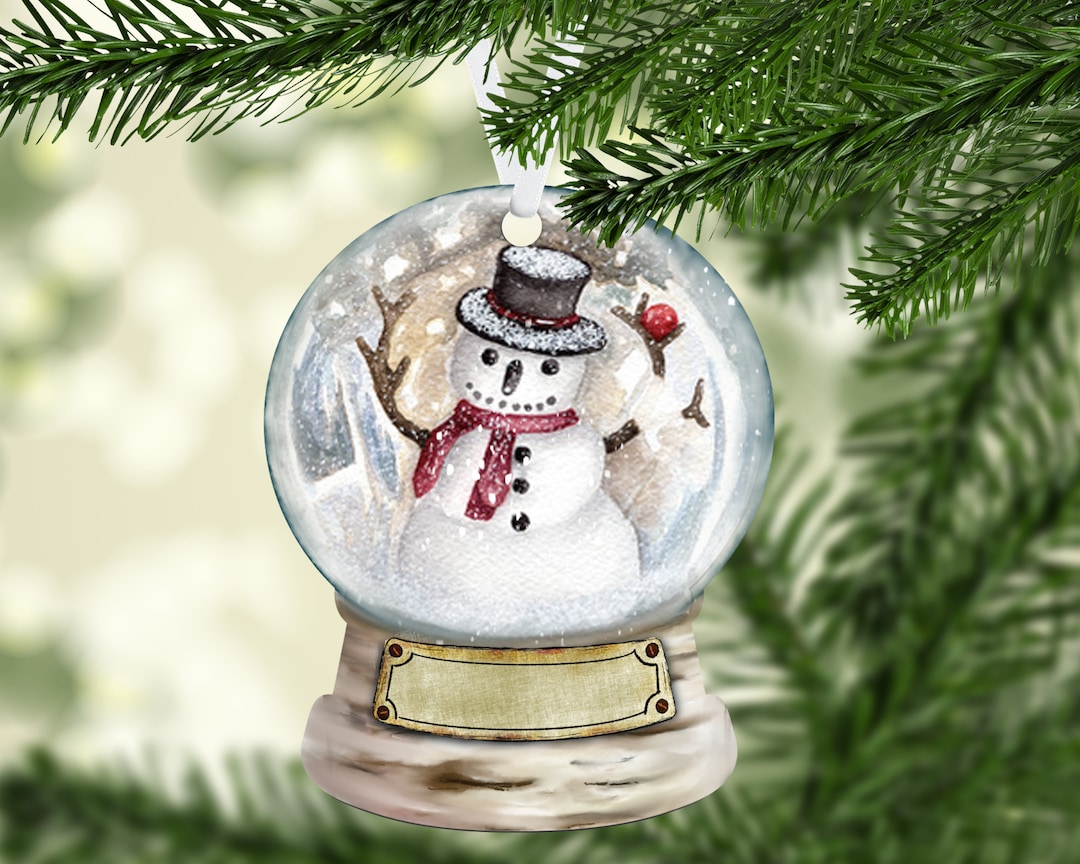 Snowman Snow Globe MDF Flat Christmas Ornament: Personalized Holiday ...