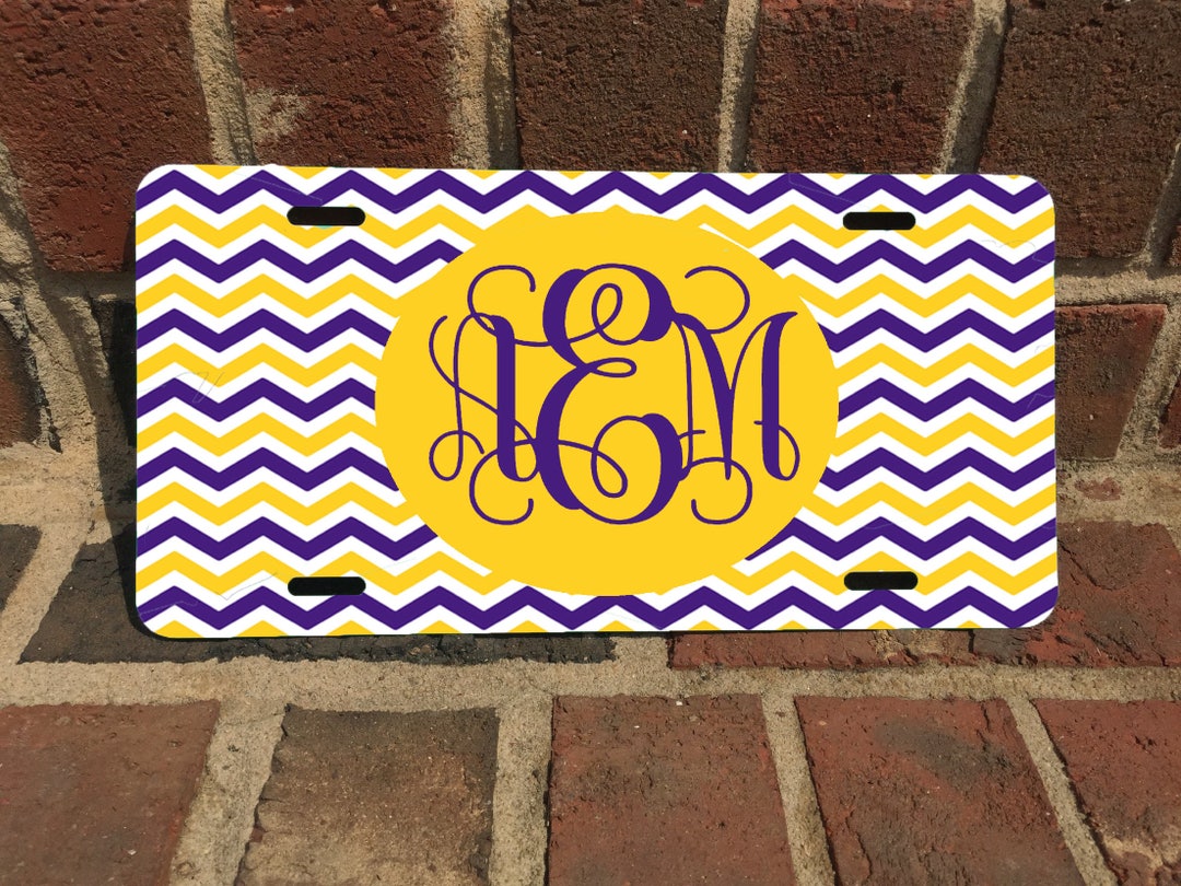College Football Inspired Monogram Aluminum License Plate - Etsy