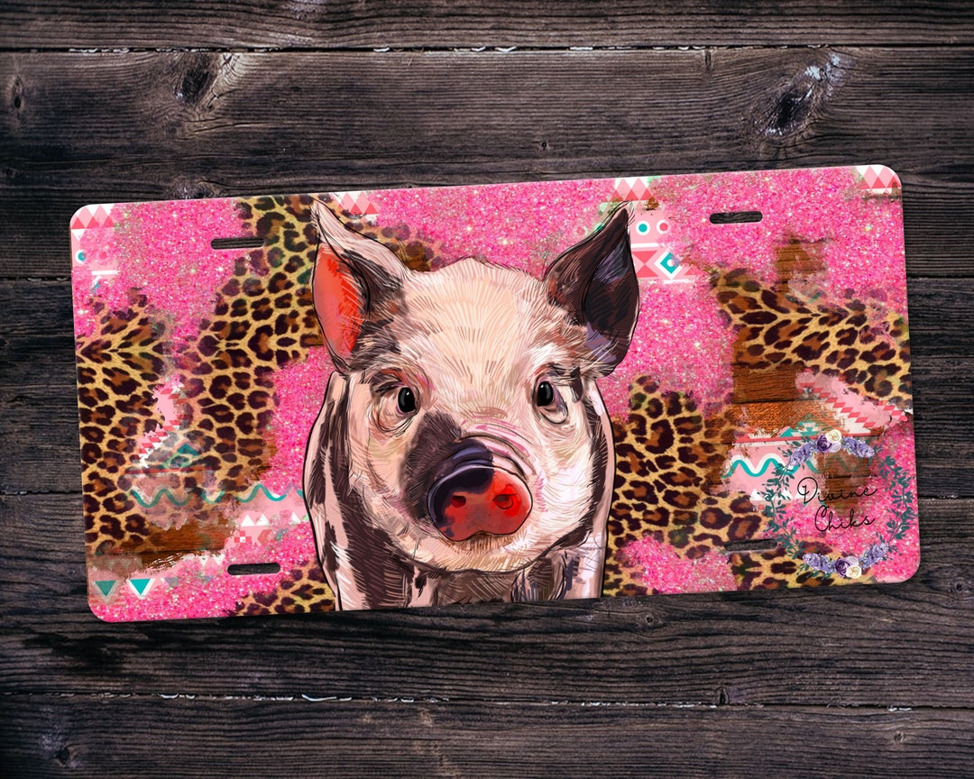 Custom Pig License Plate: Boho Farm Animal Trailer Plate - Etsy