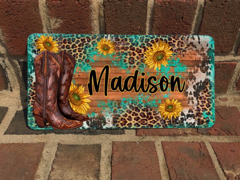 Cowboy Boots License Plate Cowboy License Plate Floral | Etsy