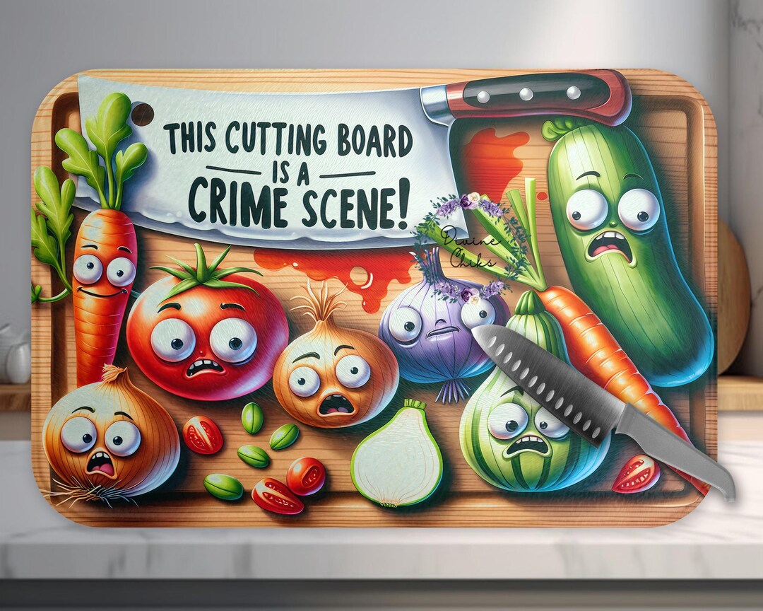 Crime Scene Funny Cutting Board: Tempered Glass Kitchen Decor - Etsy