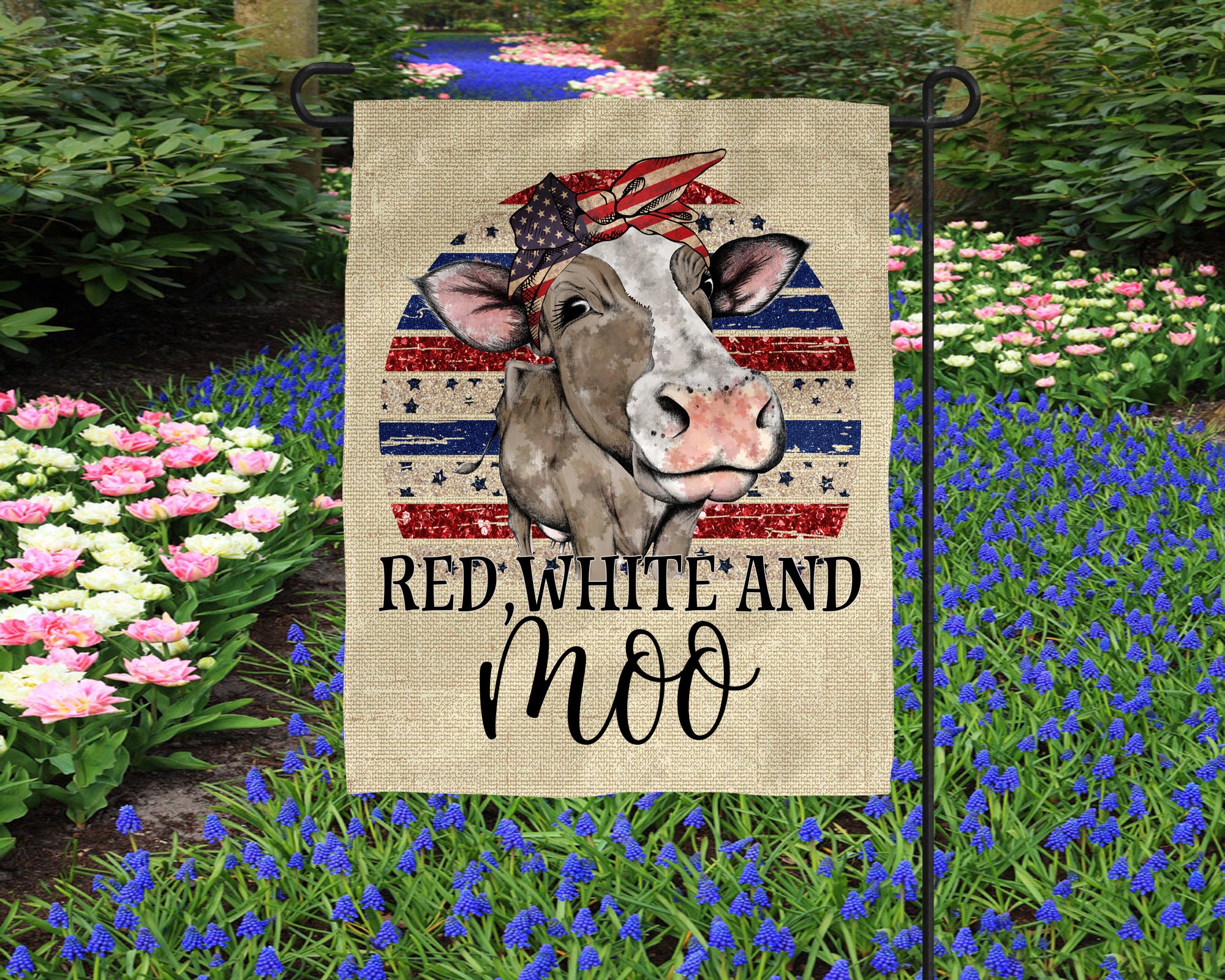 Red White Moo Cow Garden Flag Cow Garden Flag Garden Flags | Etsy
