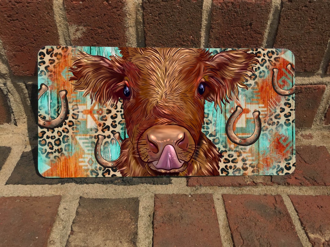 Cow License Plate, Boho License Plate, License Plate, Cow Boho ...