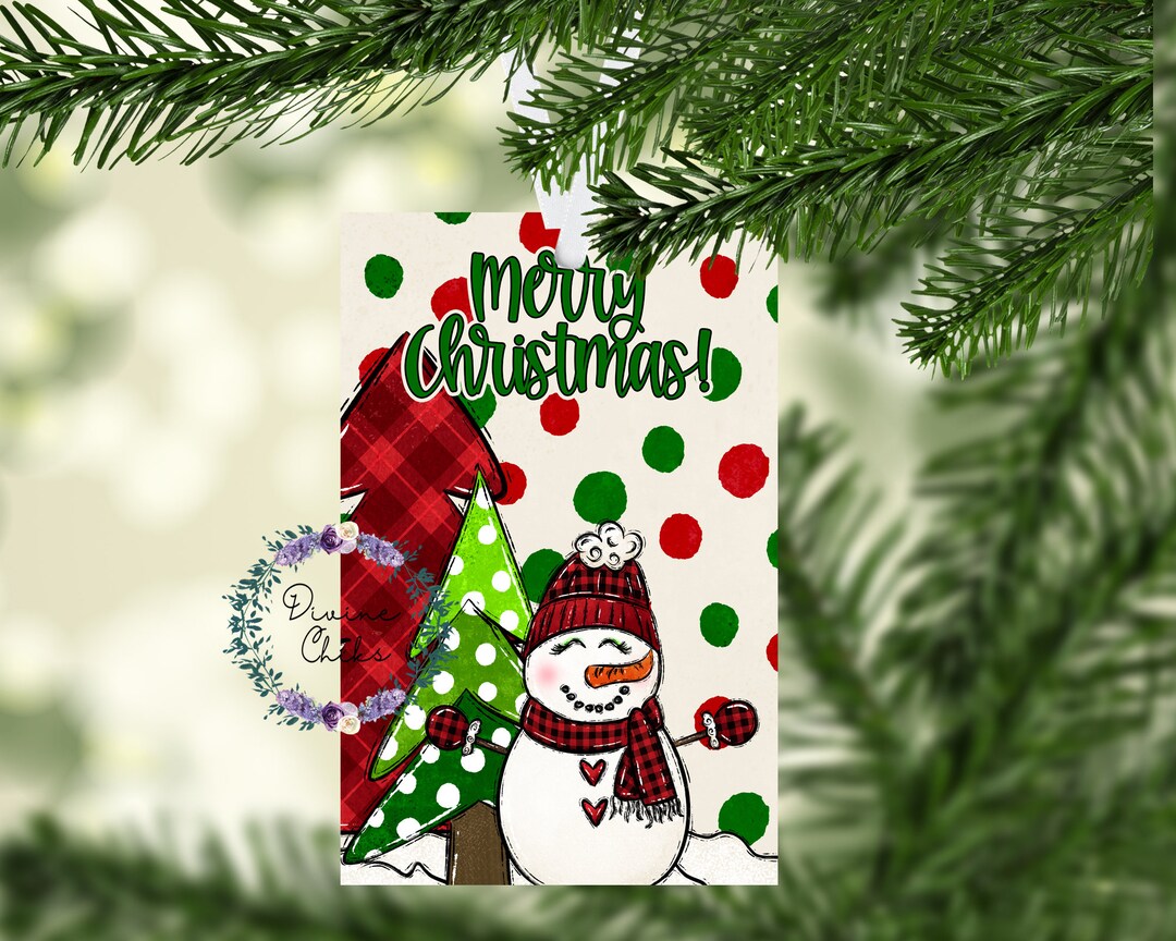 Snowman Red and Green Christmas Ornament, Ornaments, Christmas Ornament ...