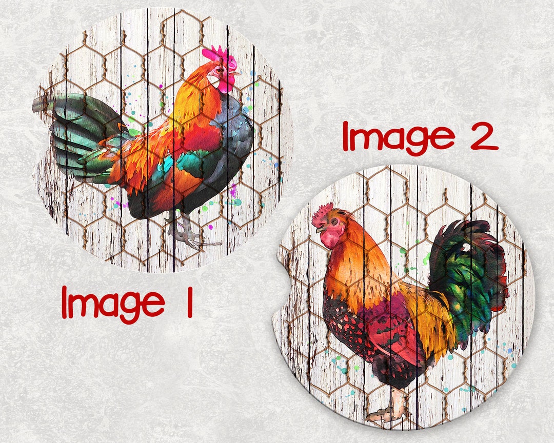 Rooster Coasters, Rooster Car Coasters, Boho Farm Animal Coasters, Car ...