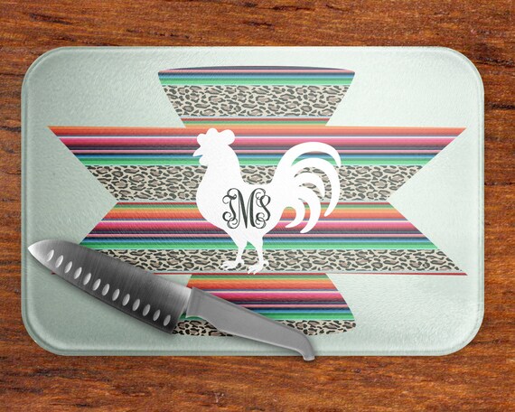 Aztec rooster cutting boards monogram cutting boards boho | Etsy