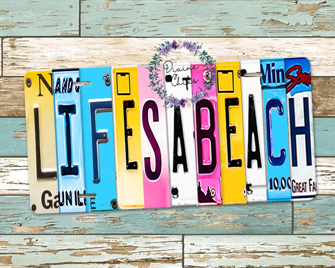 Beach Life Aluminum License Plate: Beach Lover Car Decor - Etsy