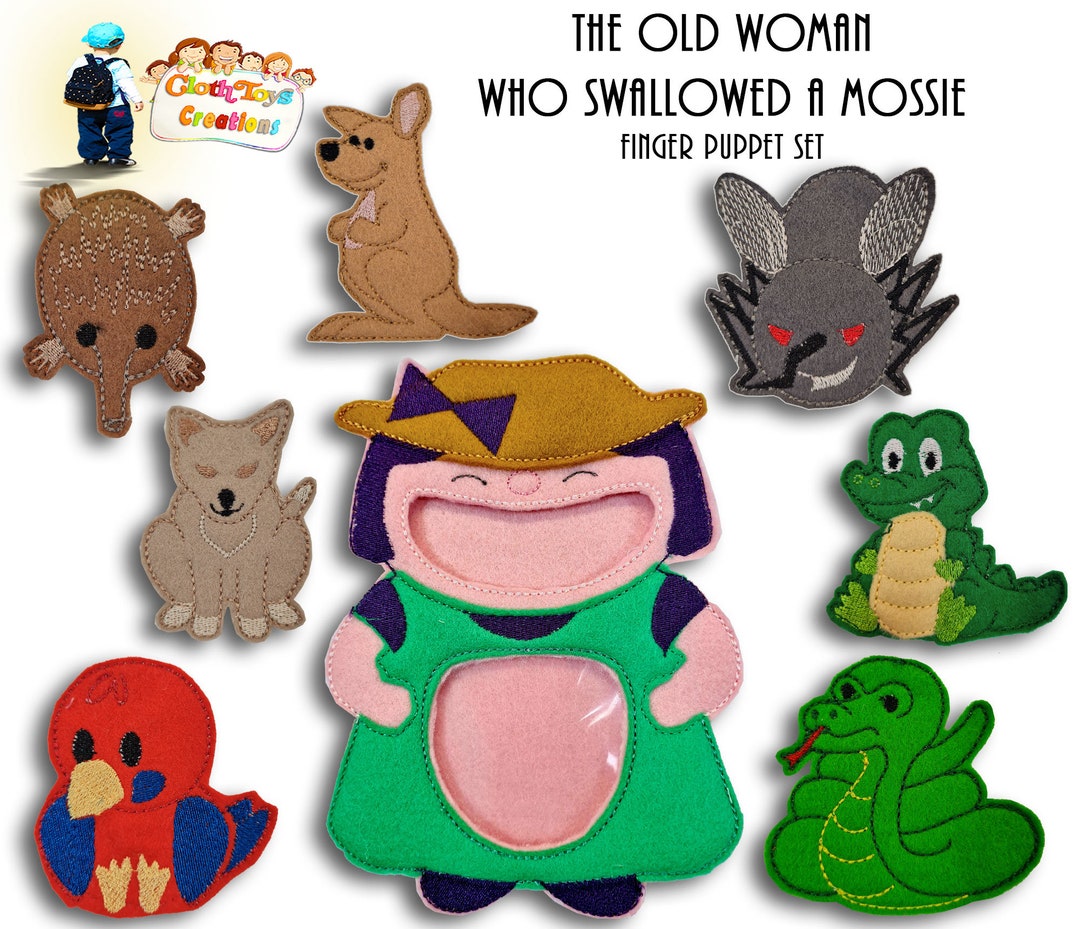 Old Woman Who Swallowed A Mozzie Play Set, Australian Animal Finger ...