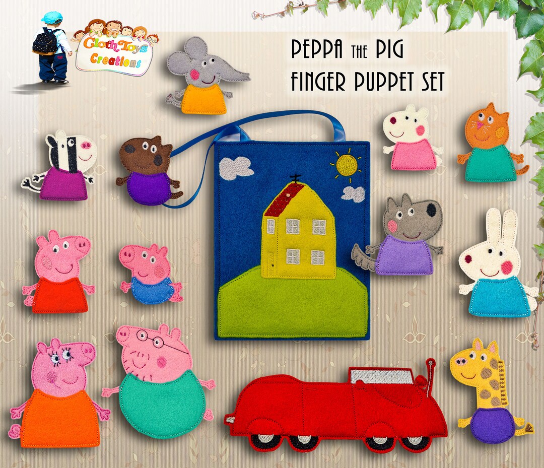 Peppa Pig Finger Puppets Cartoon Characters House Bag Car - Etsy