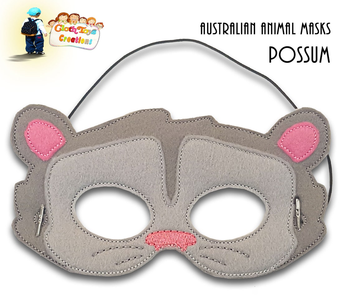 Children's Dress up Mask, Embroidered Felt Mask, Australian Animal Mask ...