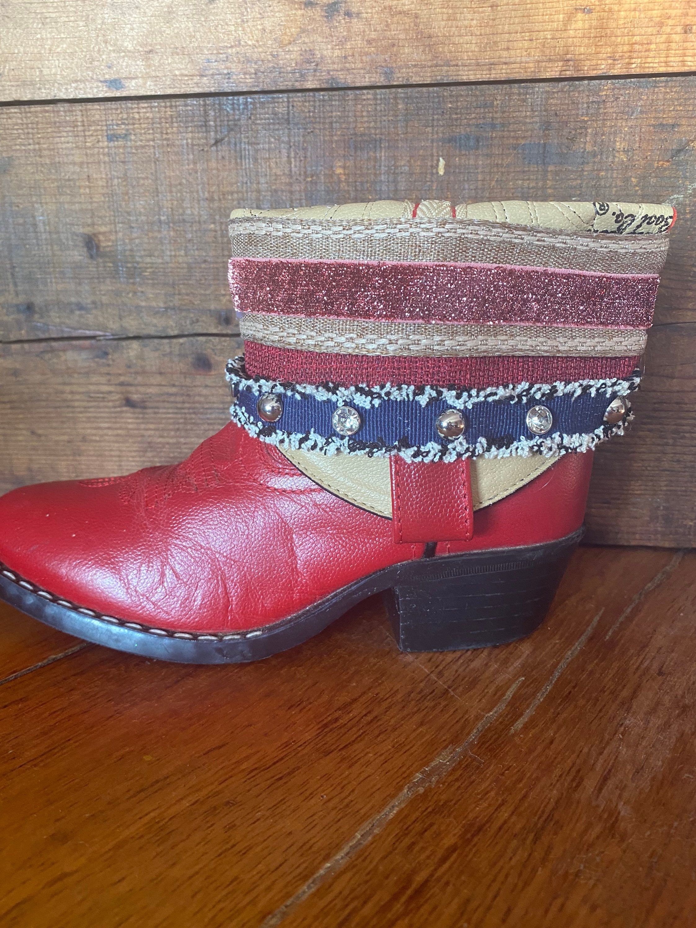 Girl’s Red Western Cowboy Boots Size 12.5 - Etsy