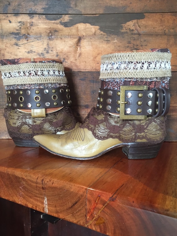 WOMENS NOCONA 1 1/2" BROWN LEATHER FUR RHINESTONE WES… - Gem