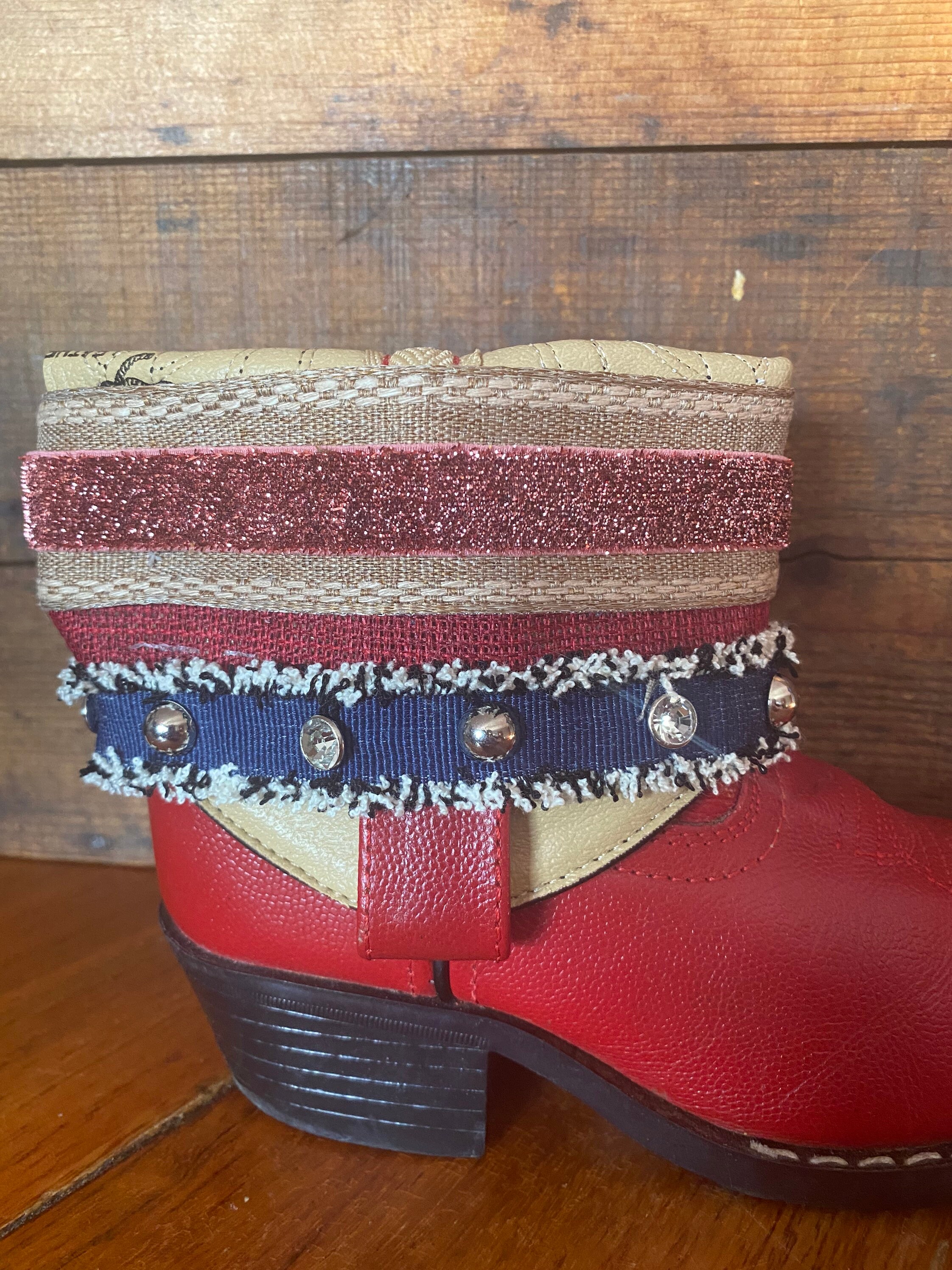 Girl’s Red Western Cowboy Boots Size 12.5 - Etsy