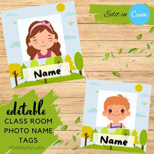 Editable Nature Greenery Classroom Cubby Photo Name Tags | Classroom ...