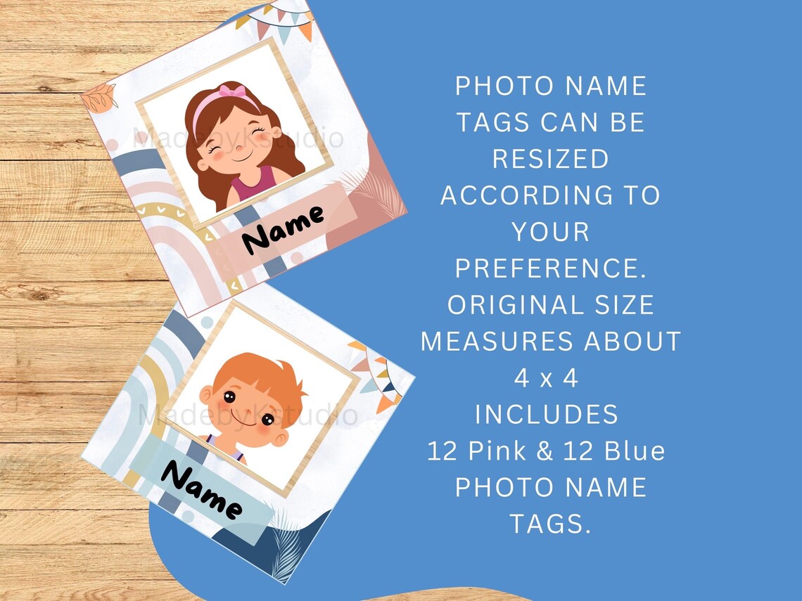 Boho Classroom Photo Name Tags: Editable Cubby Labels (digital Download ...
