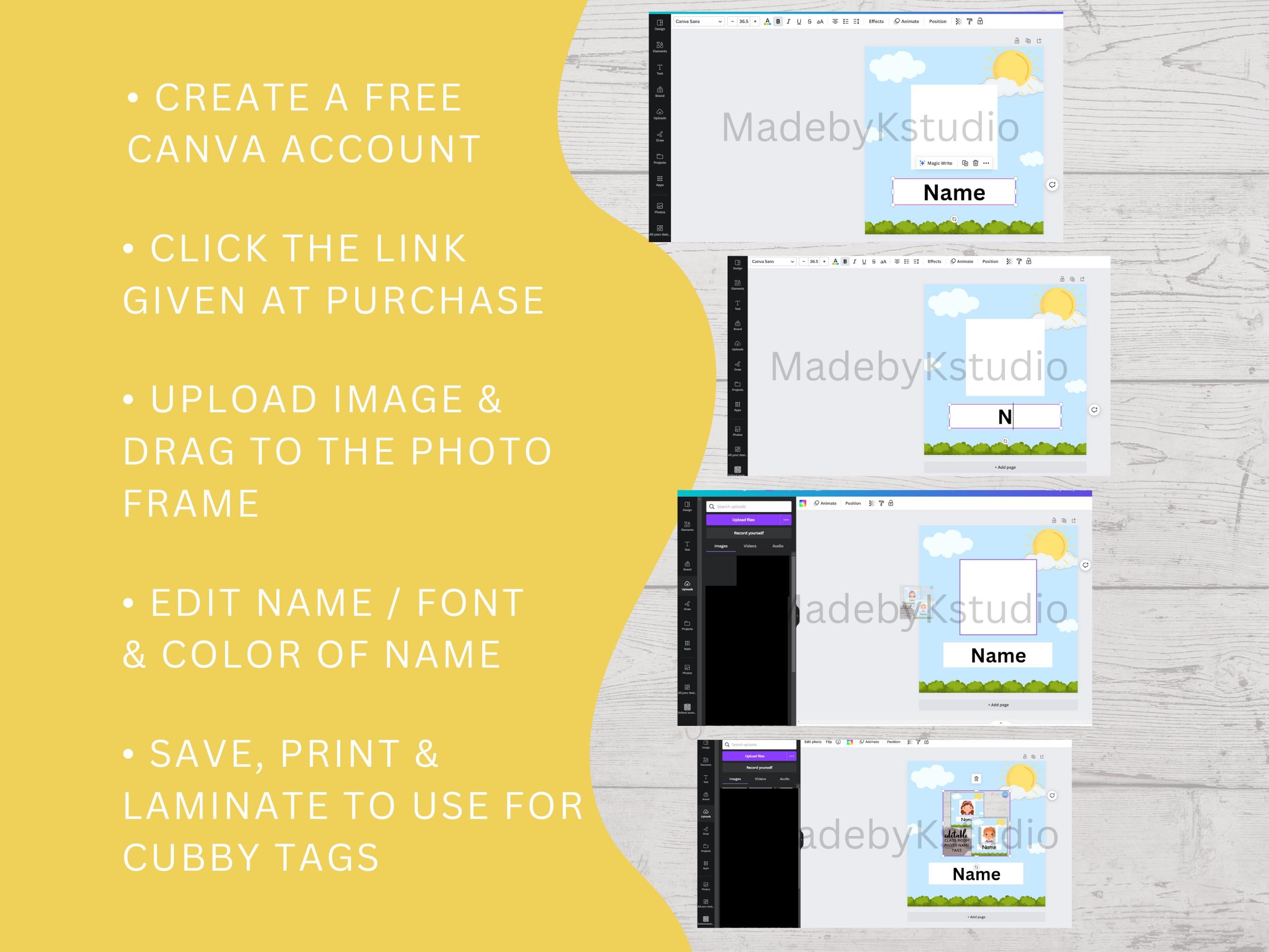 Boho Sunshine Classroom Photo Name Tags: Editable Cubby Labels (digital ...