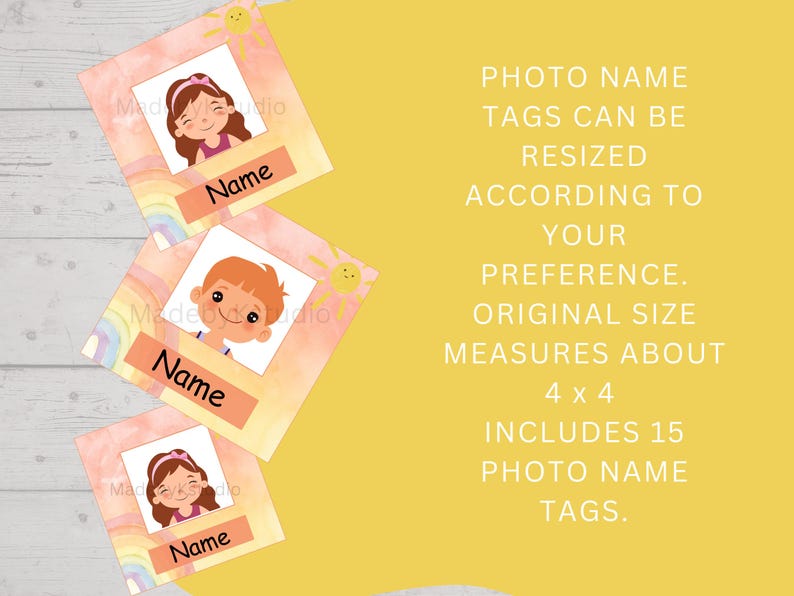 Boho Sunshine Classroom Photo Name Tags: Editable Cubby Labels (digital ...