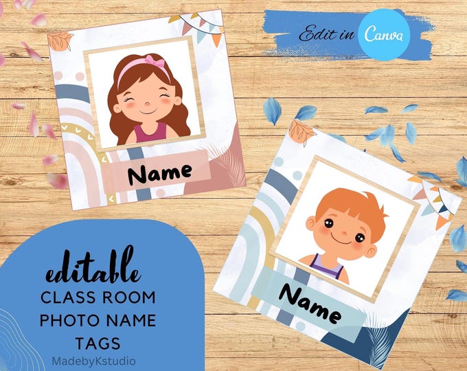 Boho Classroom Photo Name Tags: Editable Cubby Labels (digital Download ...