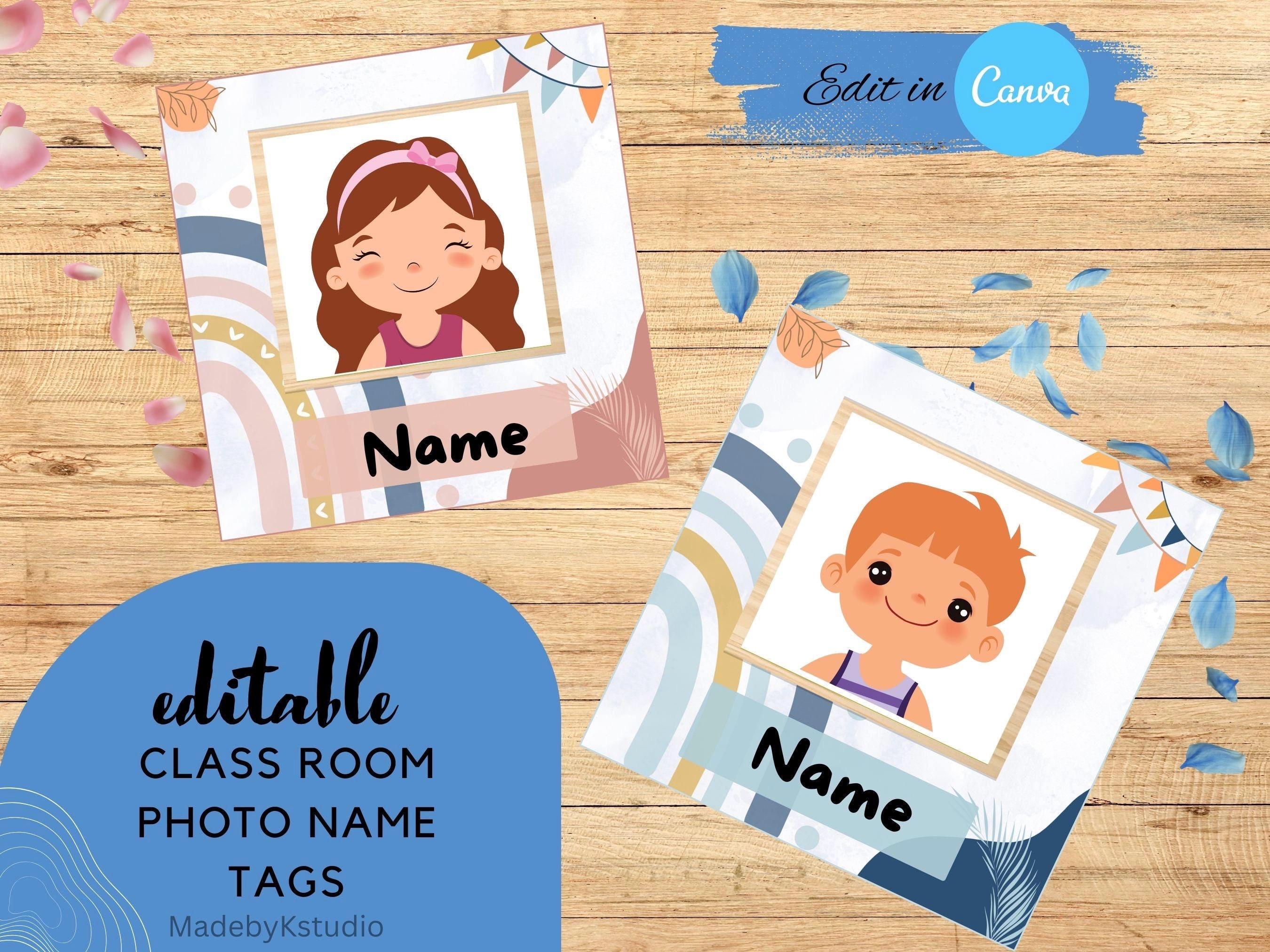 Boho Classroom Photo Name Tags: Editable Cubby Labels (digital Download ...