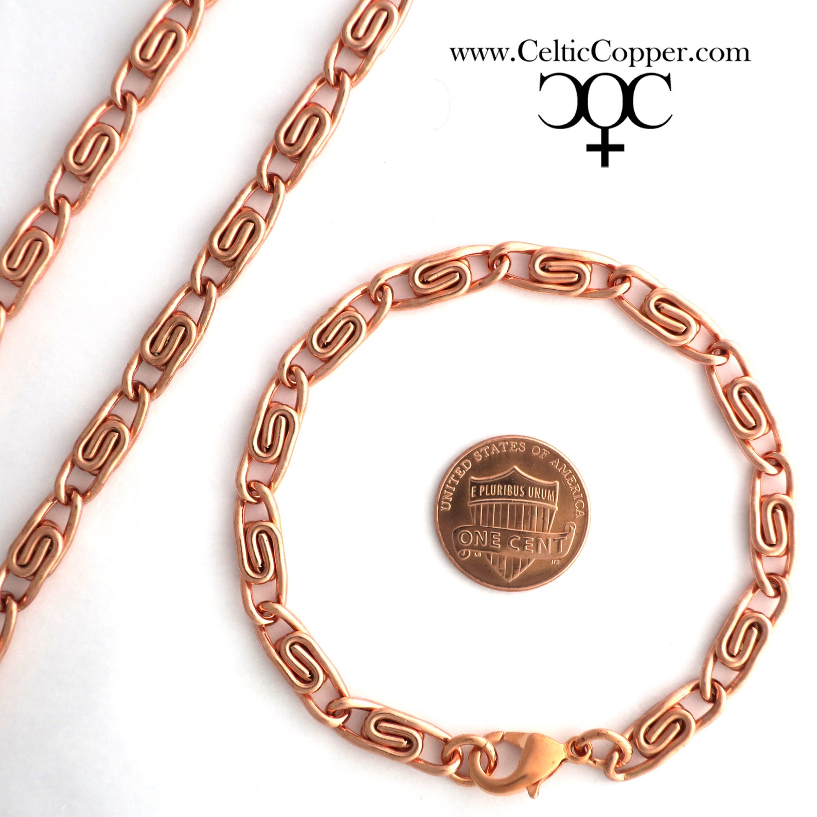 Copper Jewelry Set of Celtic Scroll Chains SET66 5 Mm Solid - Etsy