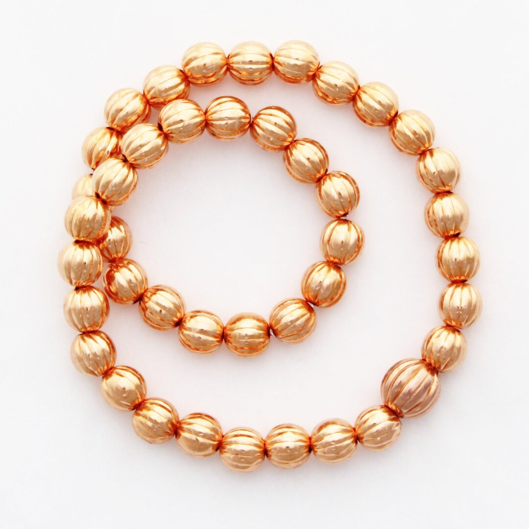 Copper Beaded Ankle Bracelet Easy Stretch Elastic Anklet Shiny Pure ...