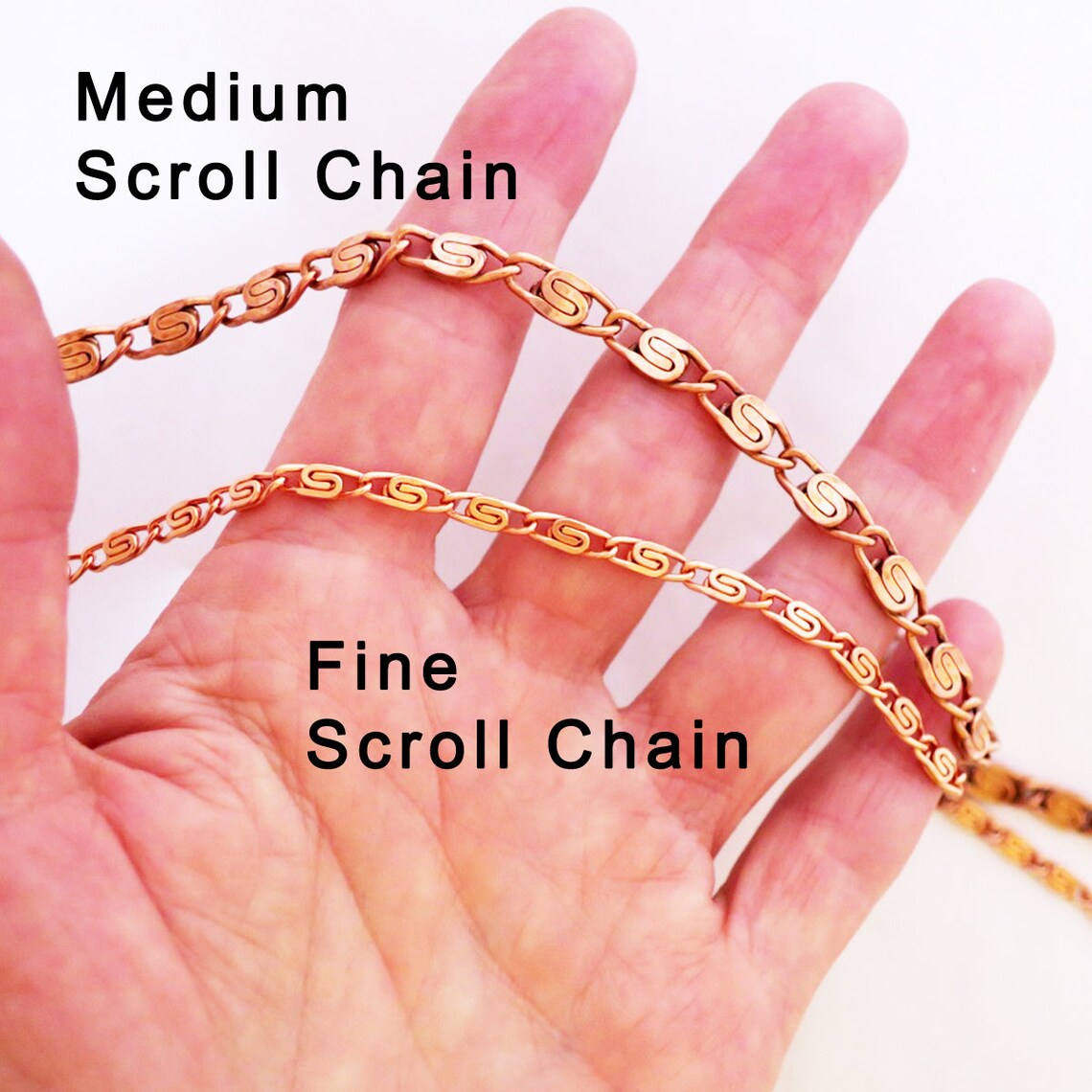 Copper Jewelry Set of Celtic Scroll Chains SET66 5 Mm Solid - Etsy