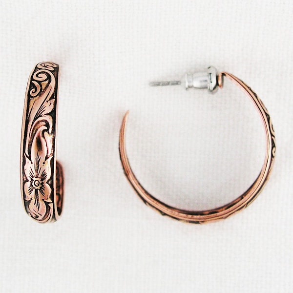 Copper Hoop Earrings - Etsy